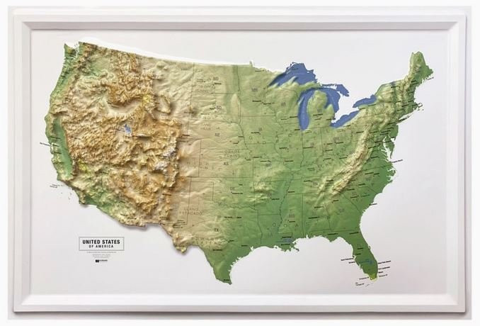 The United Classic States Raised Relief Map By Hubbard (MS-1) | Cedar ...